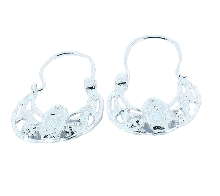 Arracadas Diamantadas Virgen De Guadalupe De Plata | Plata 925 | Plarte