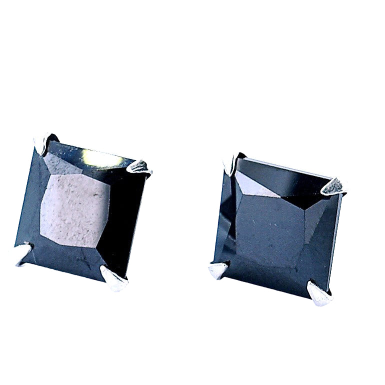 Broquel de Cuadrado Negro de Plata con Circonia | Plata 925 | Plarte