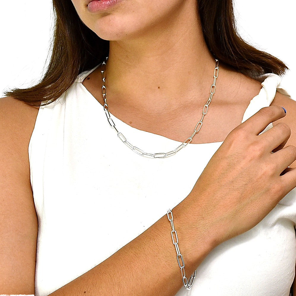 Cadena De Plata Diamantada De Clip | Plata 925 | Plarte