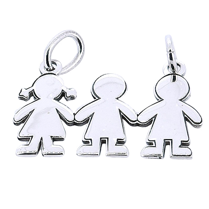 Dije De Una Niña Dos Niños | Plata 925 | Plarte